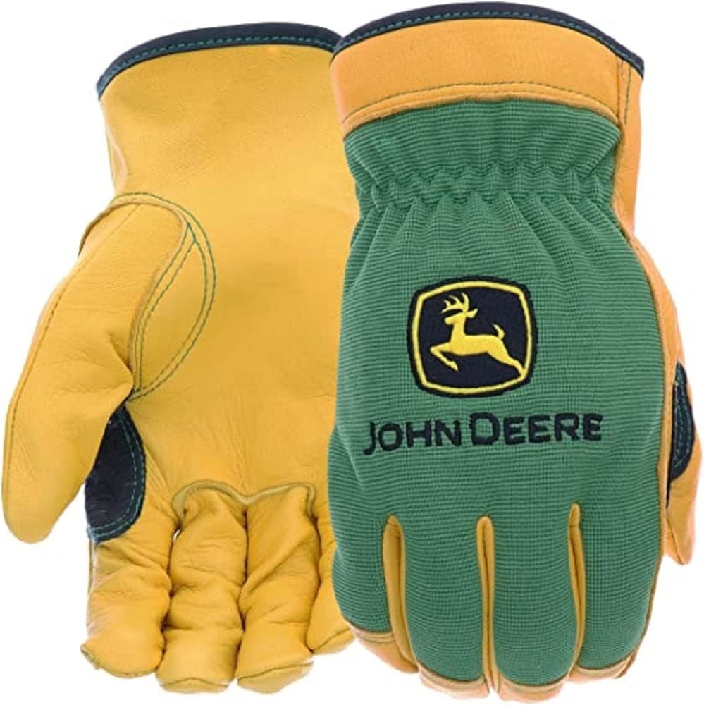 John Deere Work Gloves, Top Grain Deerskin Leather Gloves with Spandex ...