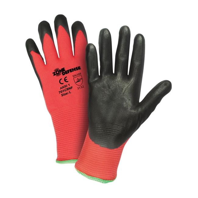 Medium Zone Defense; Red Nylon Shell with Black Nitrile Foam Palm Coat ...