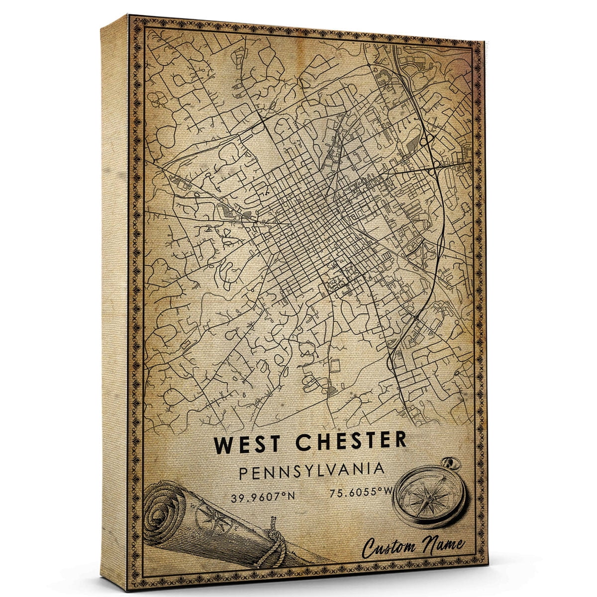 West Chester Map Poster, Pennsylvania Map Art Poster, Canvas, West ...