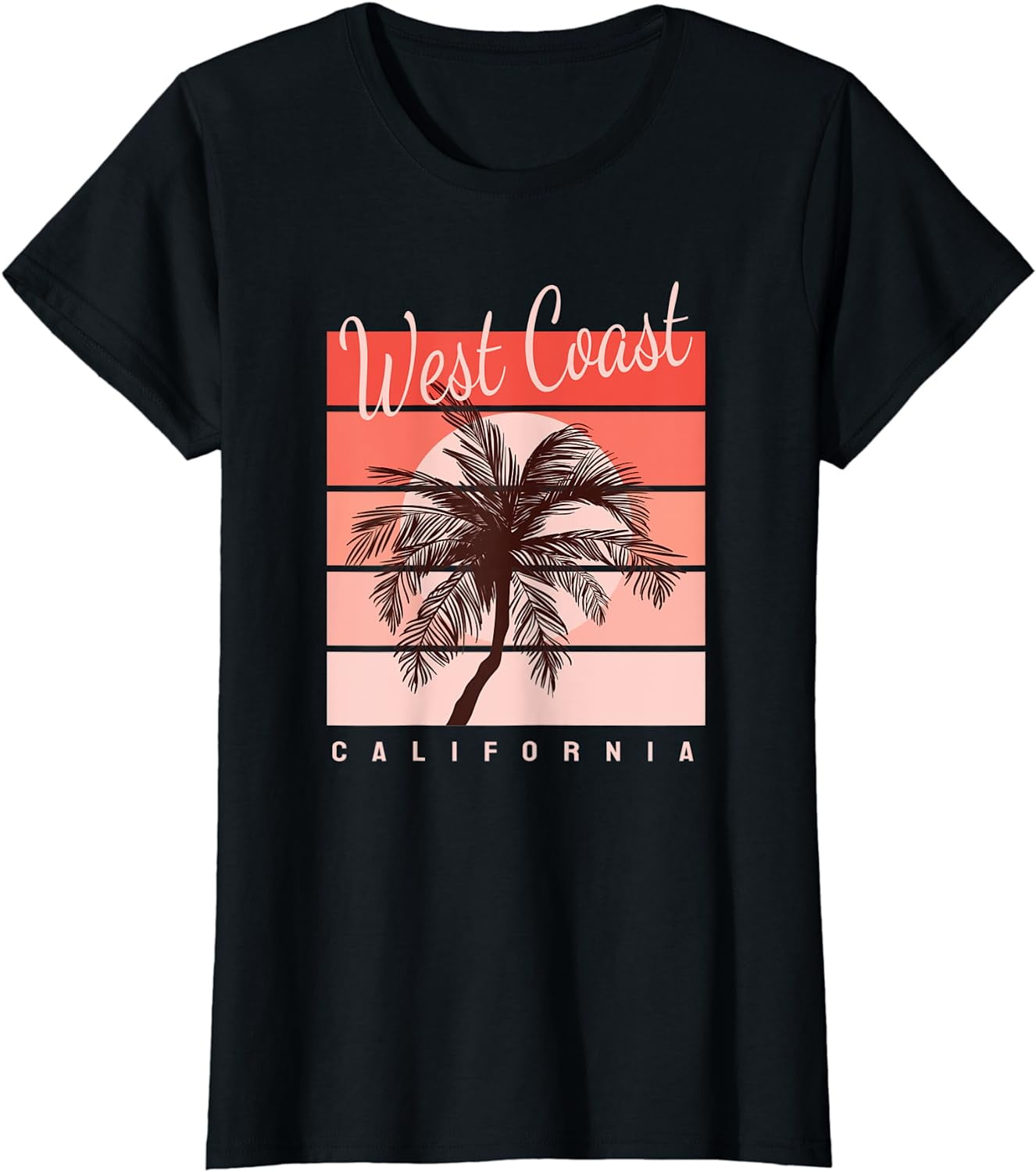 West Coast California Shaka Sunset Palm Tree Silhouette T-Shirt ...