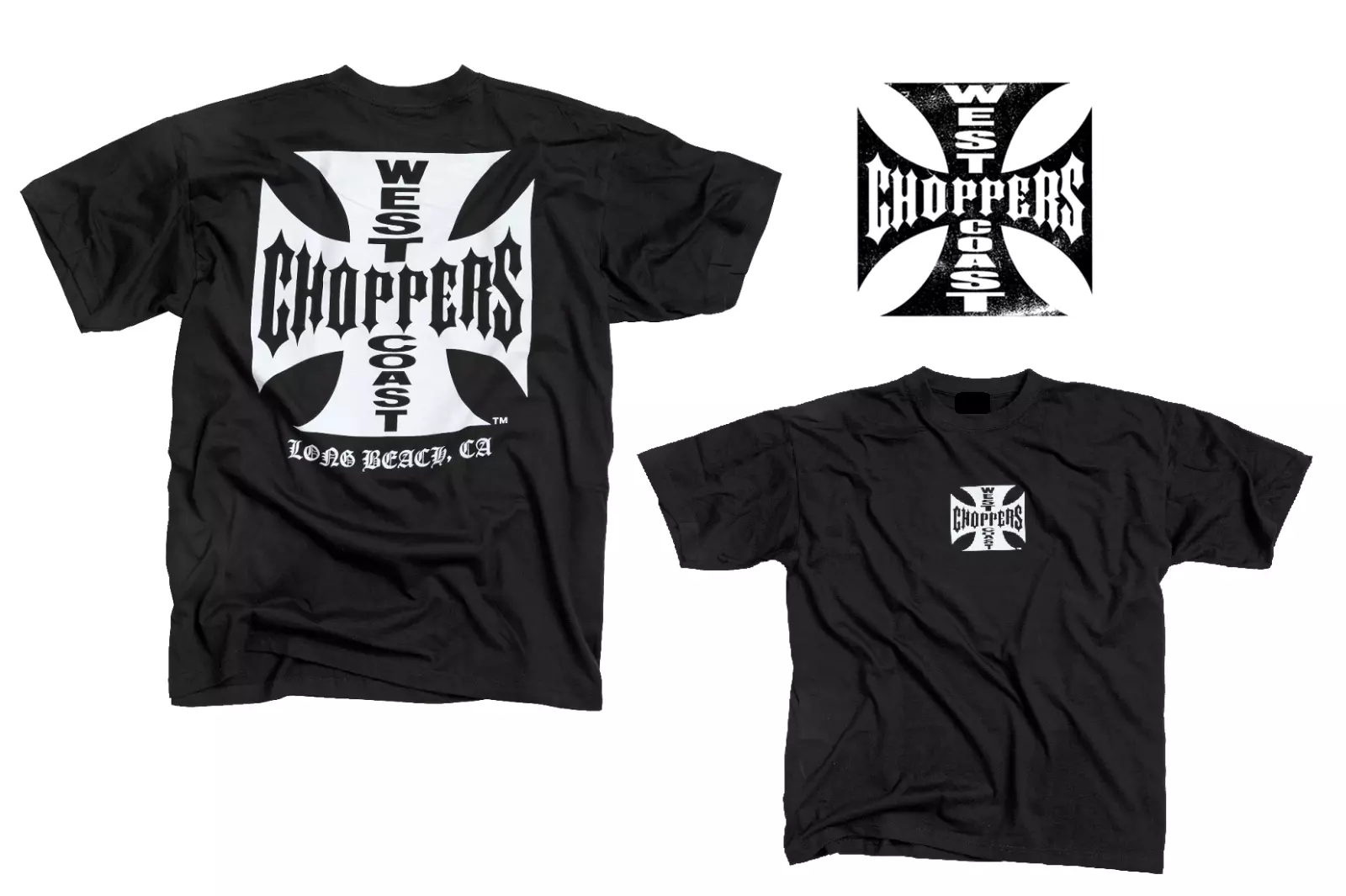 West Coast Choppers T-Shirt Model Iron Cross White Long Beach "New ...