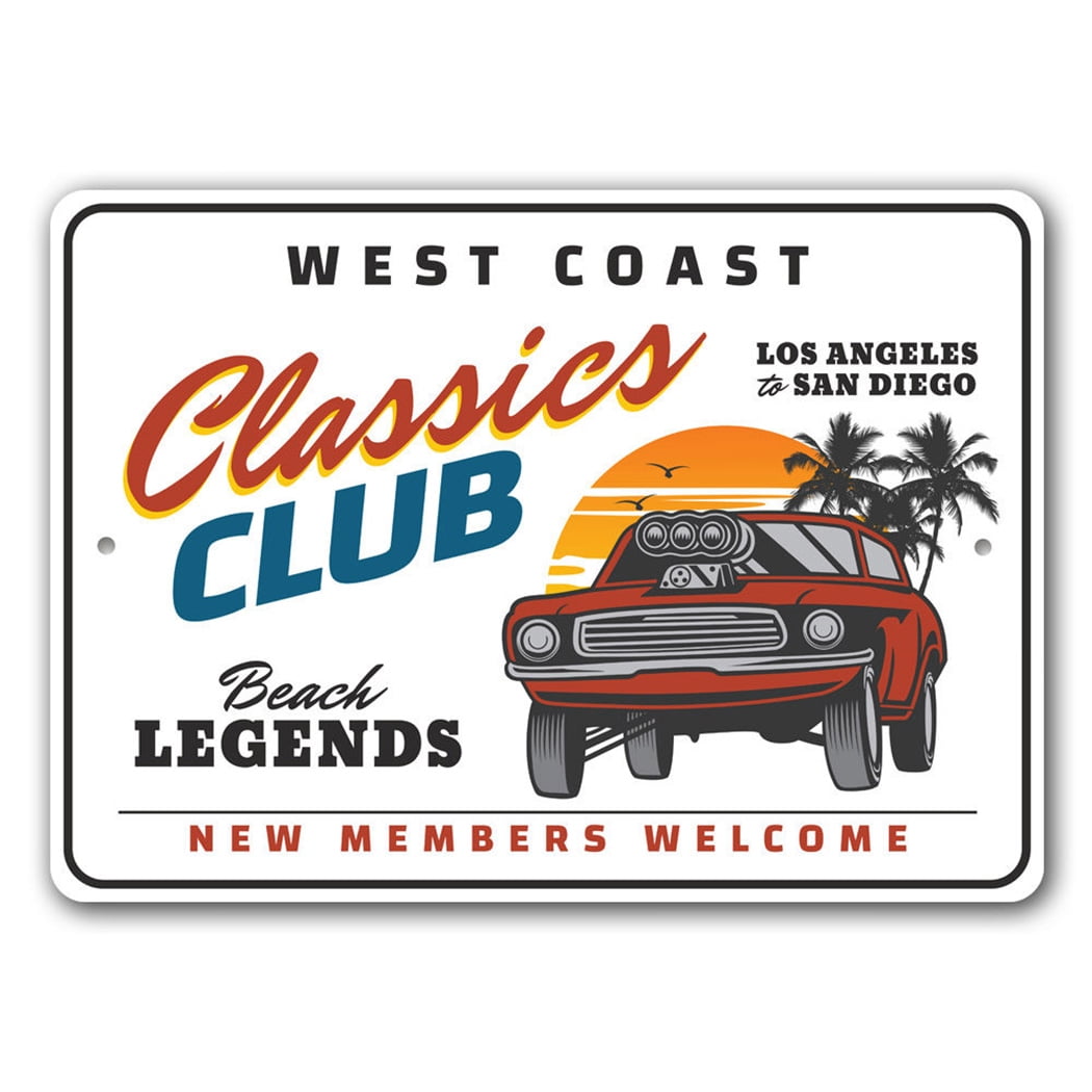 West Coast Classics Club Metal Sign, Beach House Aluminum Metal Decor ...