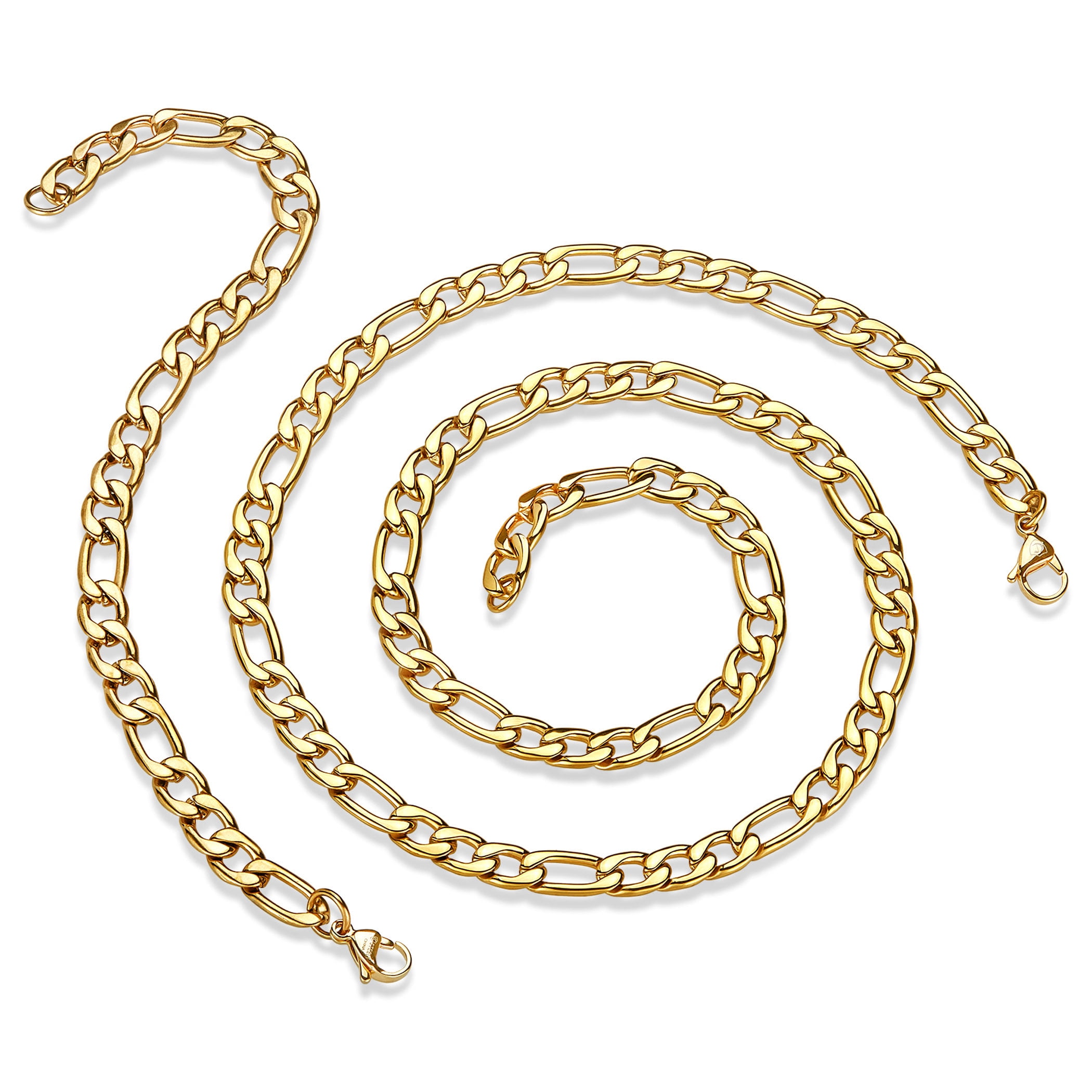 West Coast Jewelry Men's Gold Plated Steel Figaro Chain Necklace (24 ...