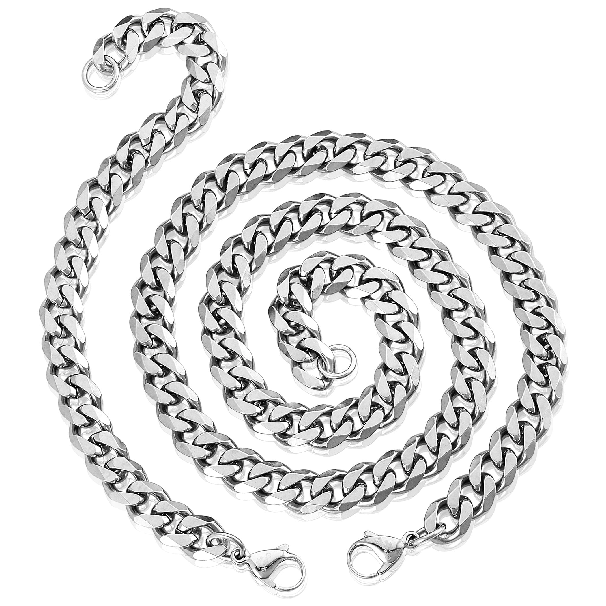 West Coast Jewelry Men's Stainless Steel Beveled Curb Chain Necklace ...