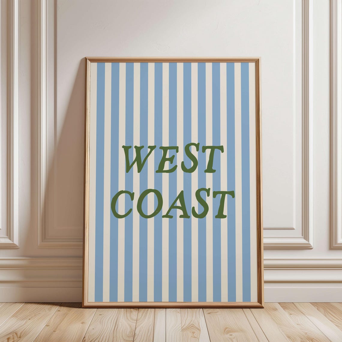 West Coast Striped Poster, Trendy Beach Poster, Coastal Beach House ...