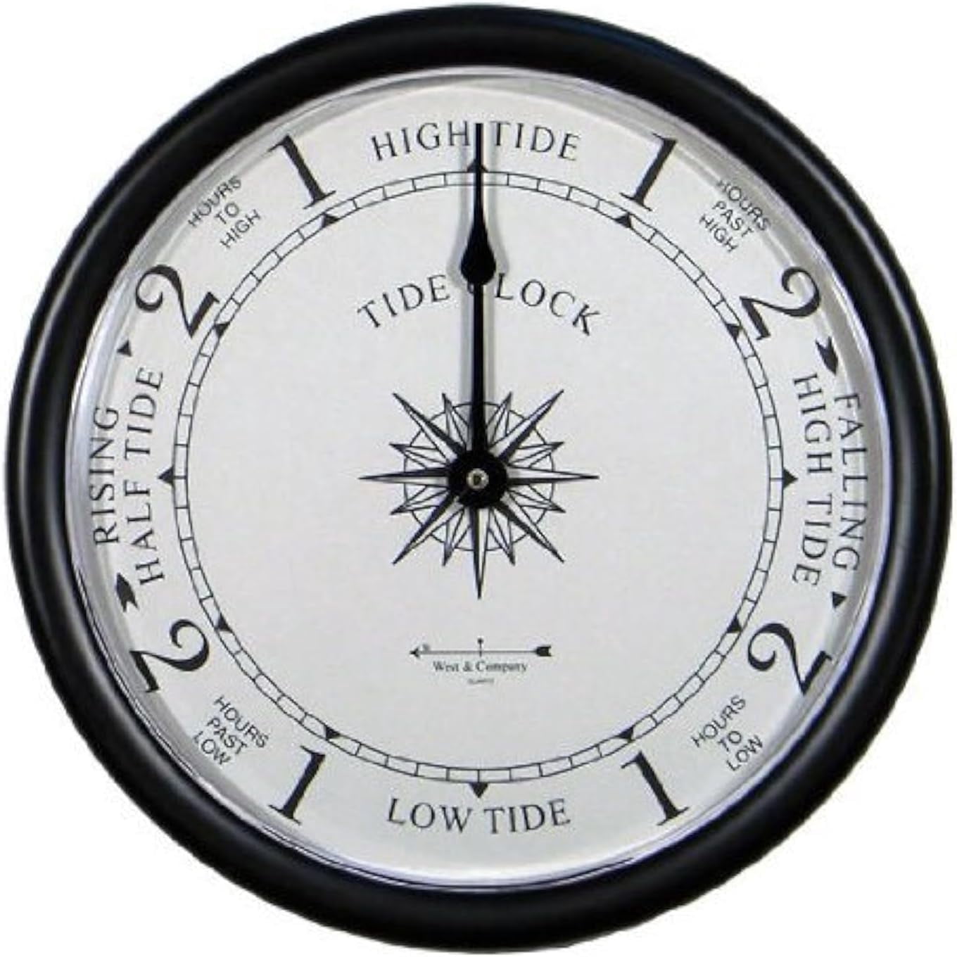 West & Company Black Tide Clock with Protective Lens and Classic ...