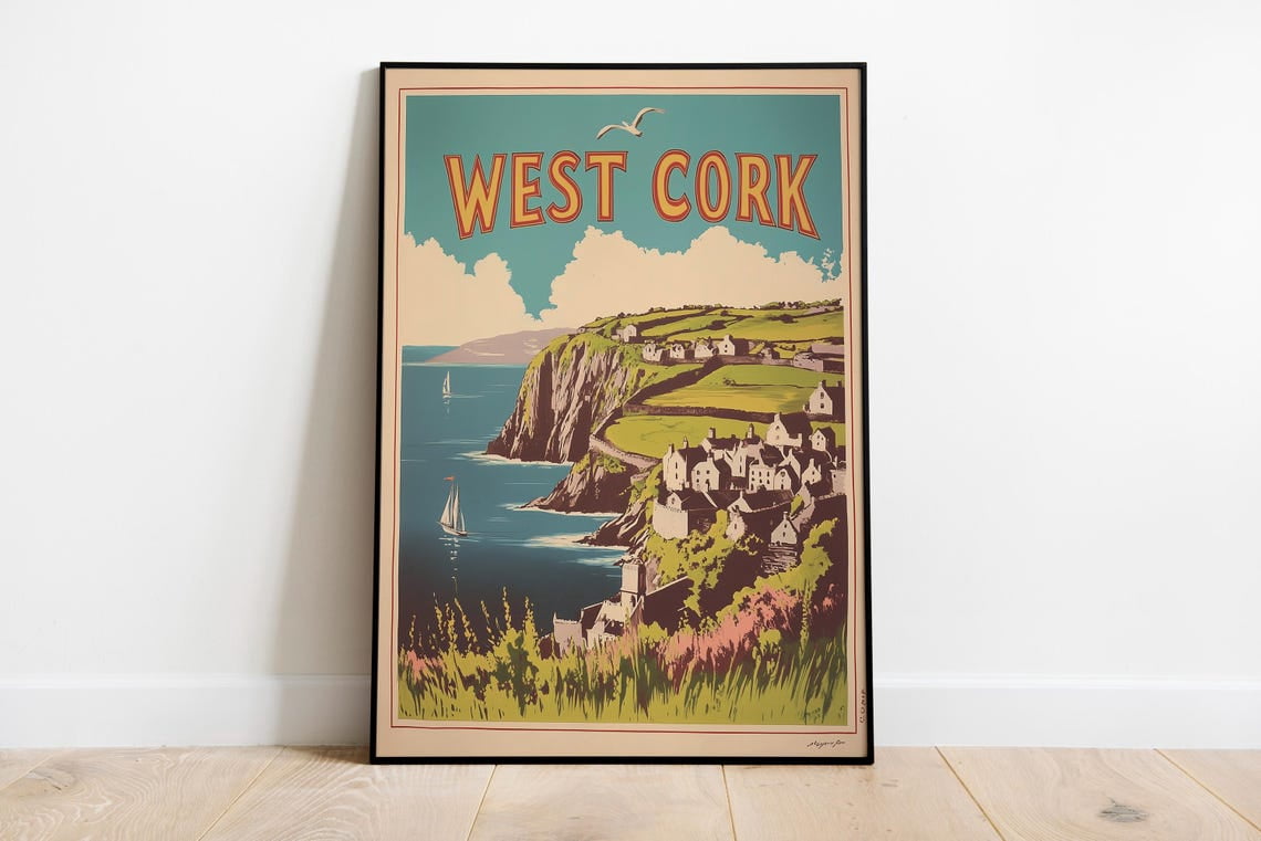 West Cork Poster Ireland Decor Vintage Irish Posters Antique Irish Wall ...