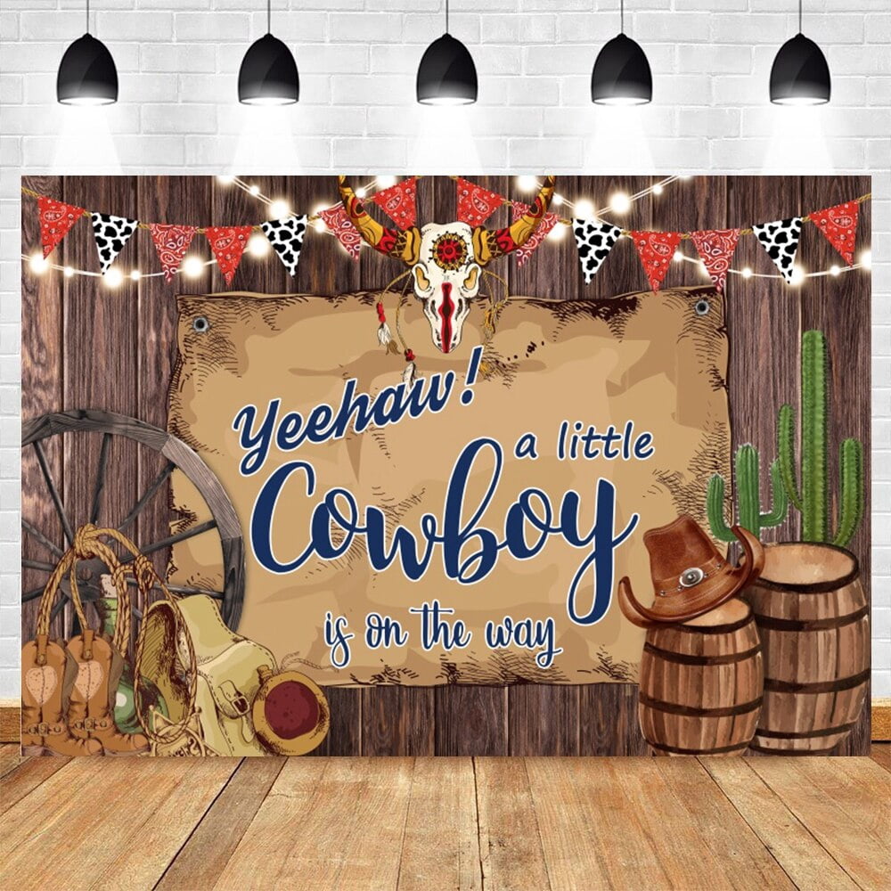 West Cowboy Backdrop Rustic Wooden Door Farm Barn Horse Baby Birthday ...