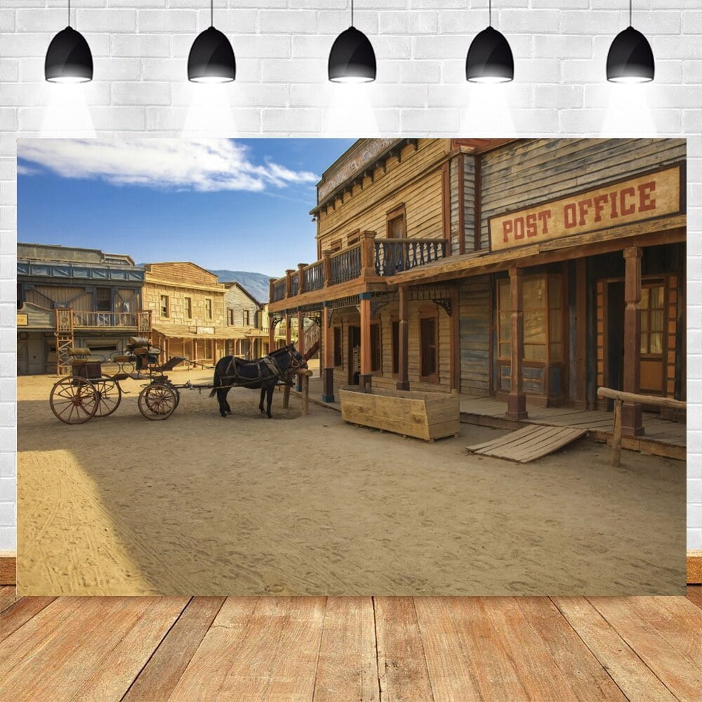 West Cowboy Backdrop Rustic Wooden Door Farm Barn Horse Baby Birthday ...