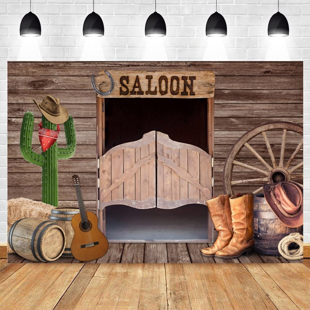 West Cowboy Backdrop Rustic Wooden Door Farm Barn Horse Baby Birthday ...
