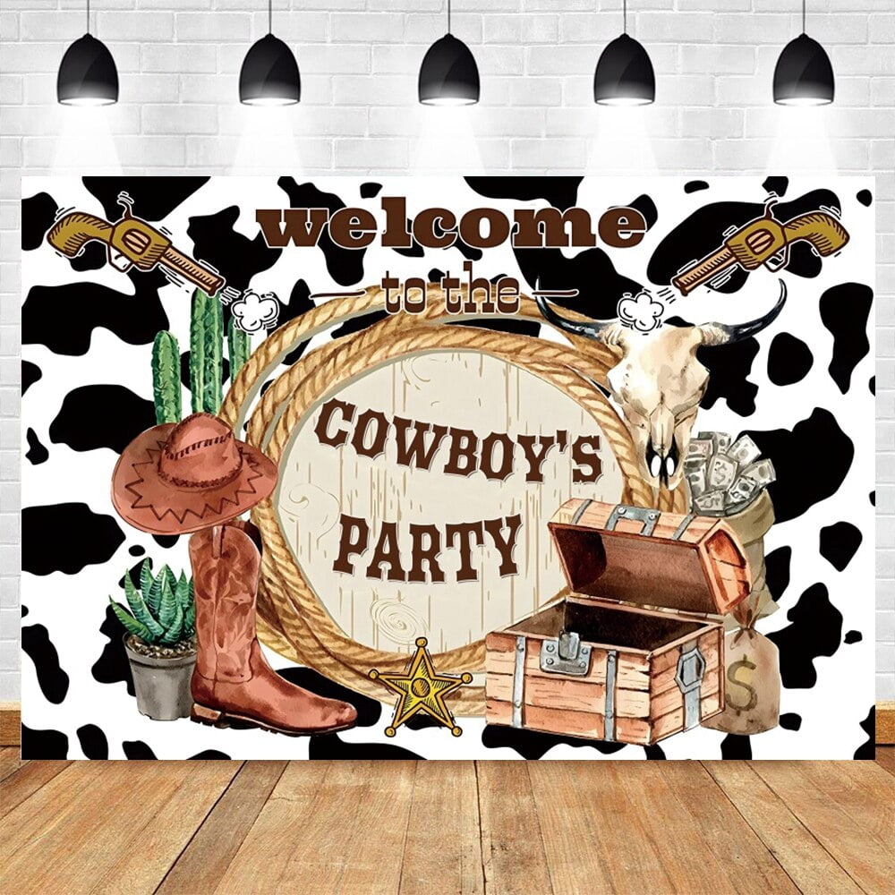 West Cowboy Backdrop Rustic Wooden Door Farm Barn Horse Baby Birthday ...