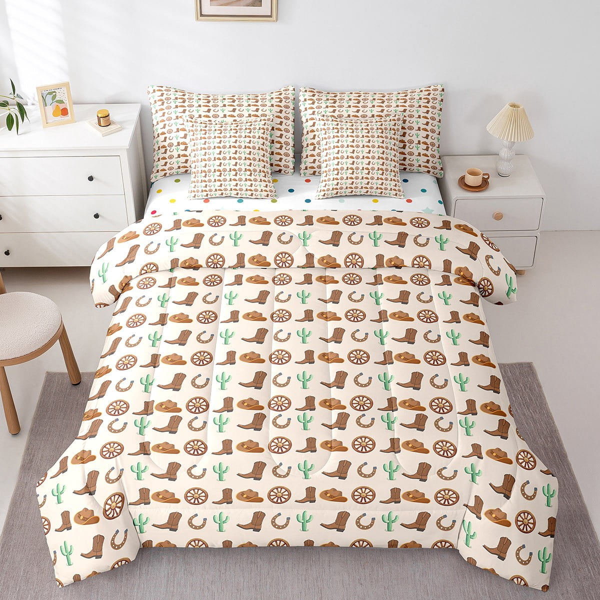 West Cowboy Bed In A Bag Cowboy Hat Boots Horseshoe Bedding Set Queen ...