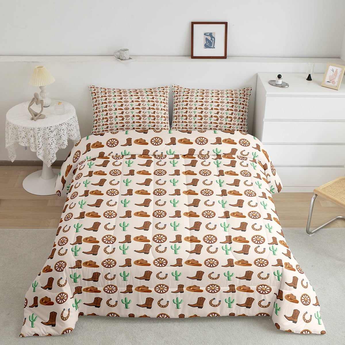 West Cowboy Comforter Set Cowboy Hat Boots Horseshoe Bedding Set ...