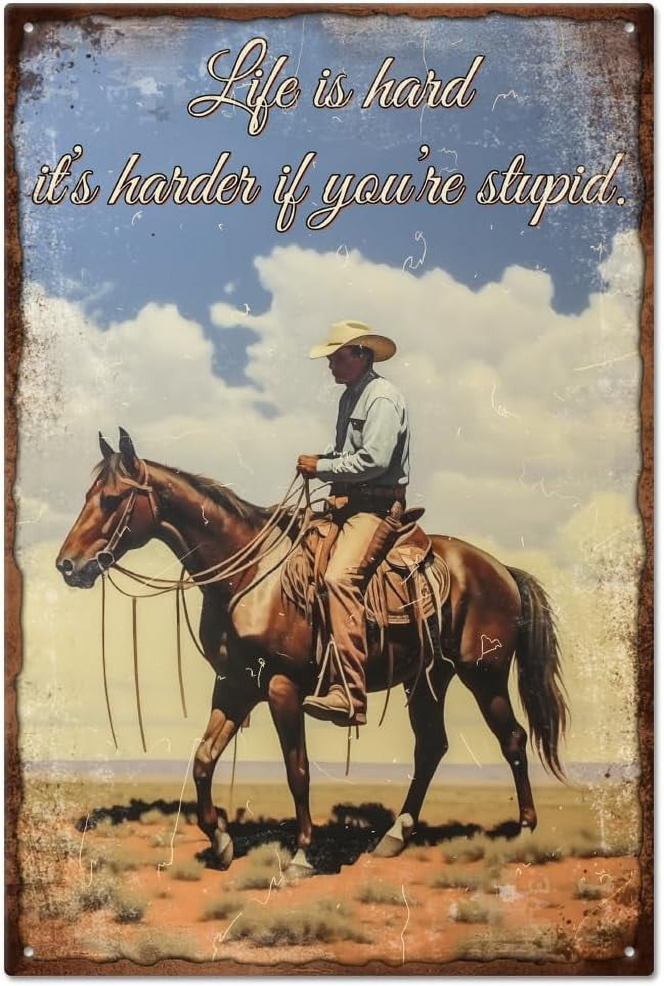 West Cowboy Tin Sign Vintage Metal Tin Sign Art Plaque Poster Retro ...