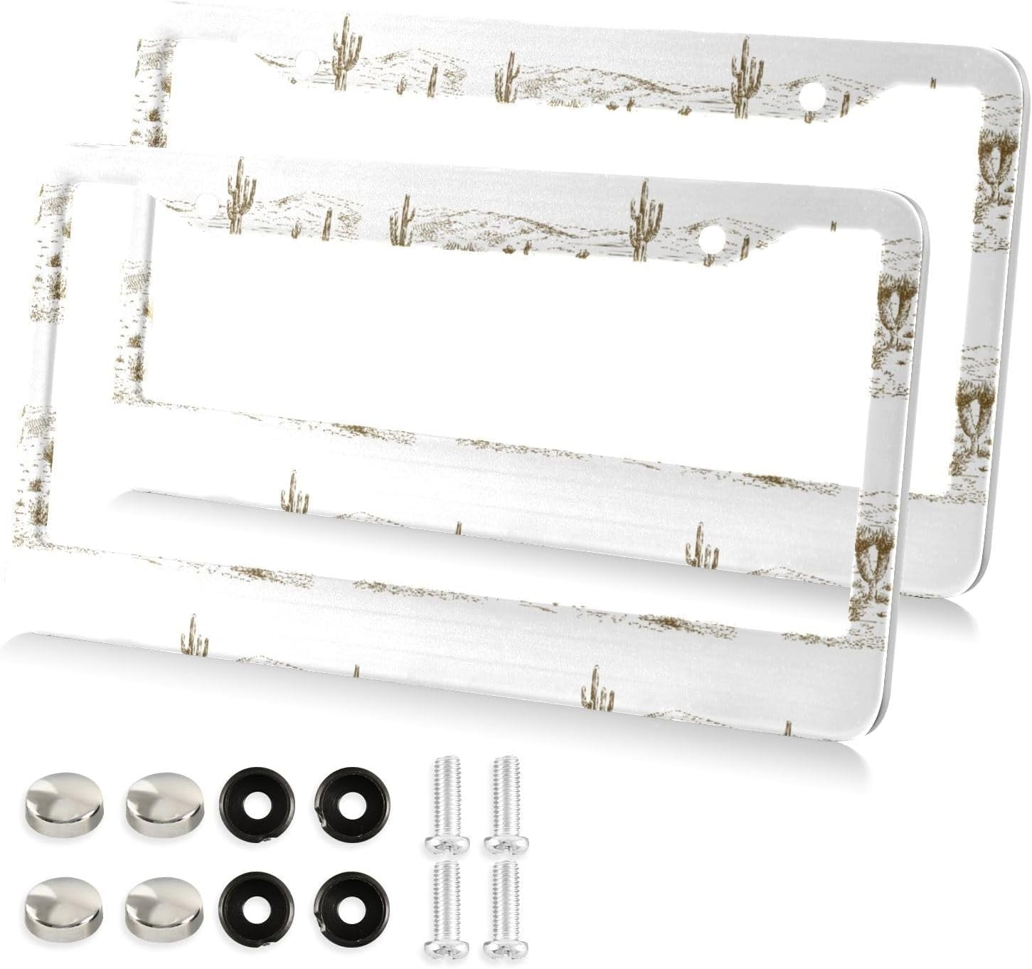 West Desert with Cowboys License Plate Frame - 2 Pack Universal ...