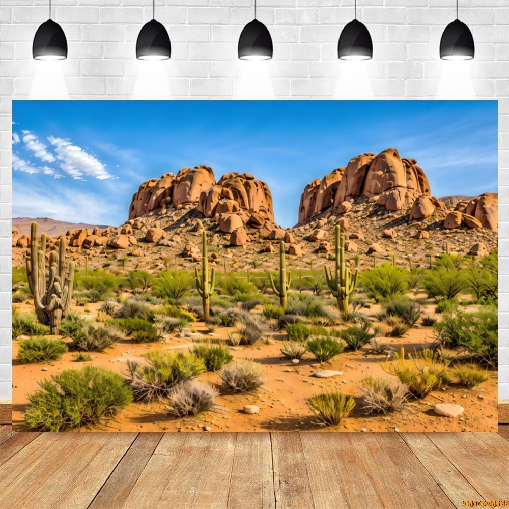 West Desert Scery Photography Backdrop Sand Cactus Dunes Cowboy ...