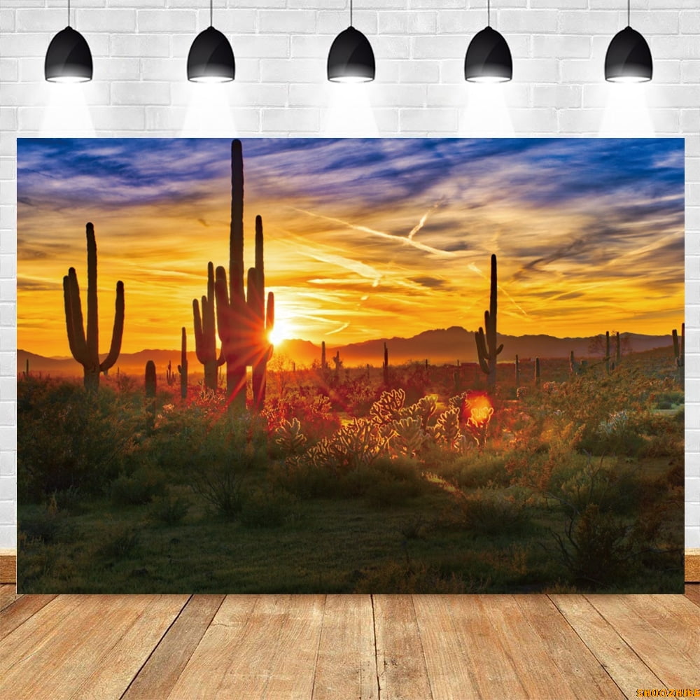 West Desert Scery Photography Backdrop Sand Cactus Dunes Cowboy ...