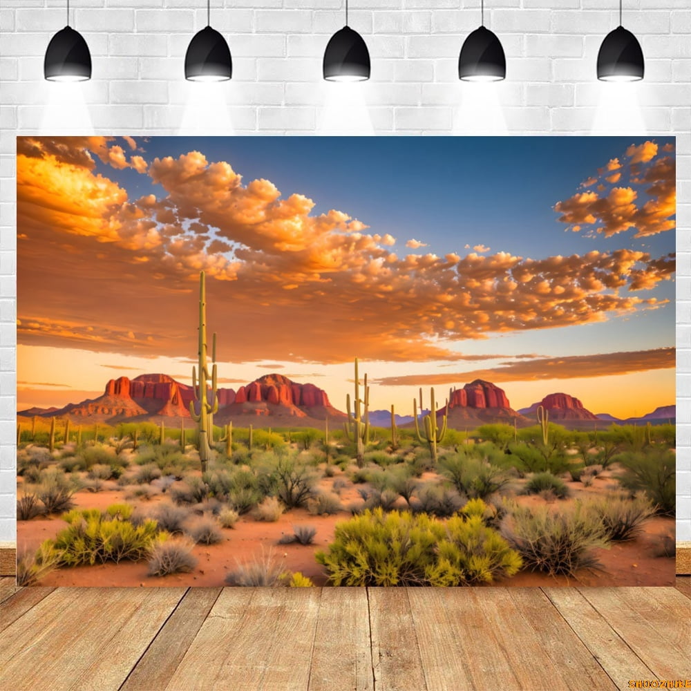 West Desert Scery Photography Backdrop Sand Cactus Dunes Cowboy ...