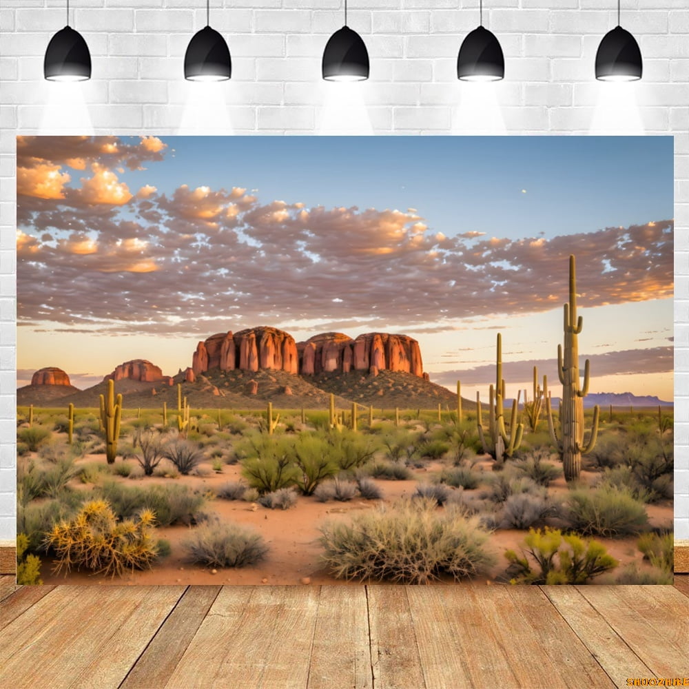 West Desert Scery Photography Backdrop Sand Cactus Dunes Cowboy ...