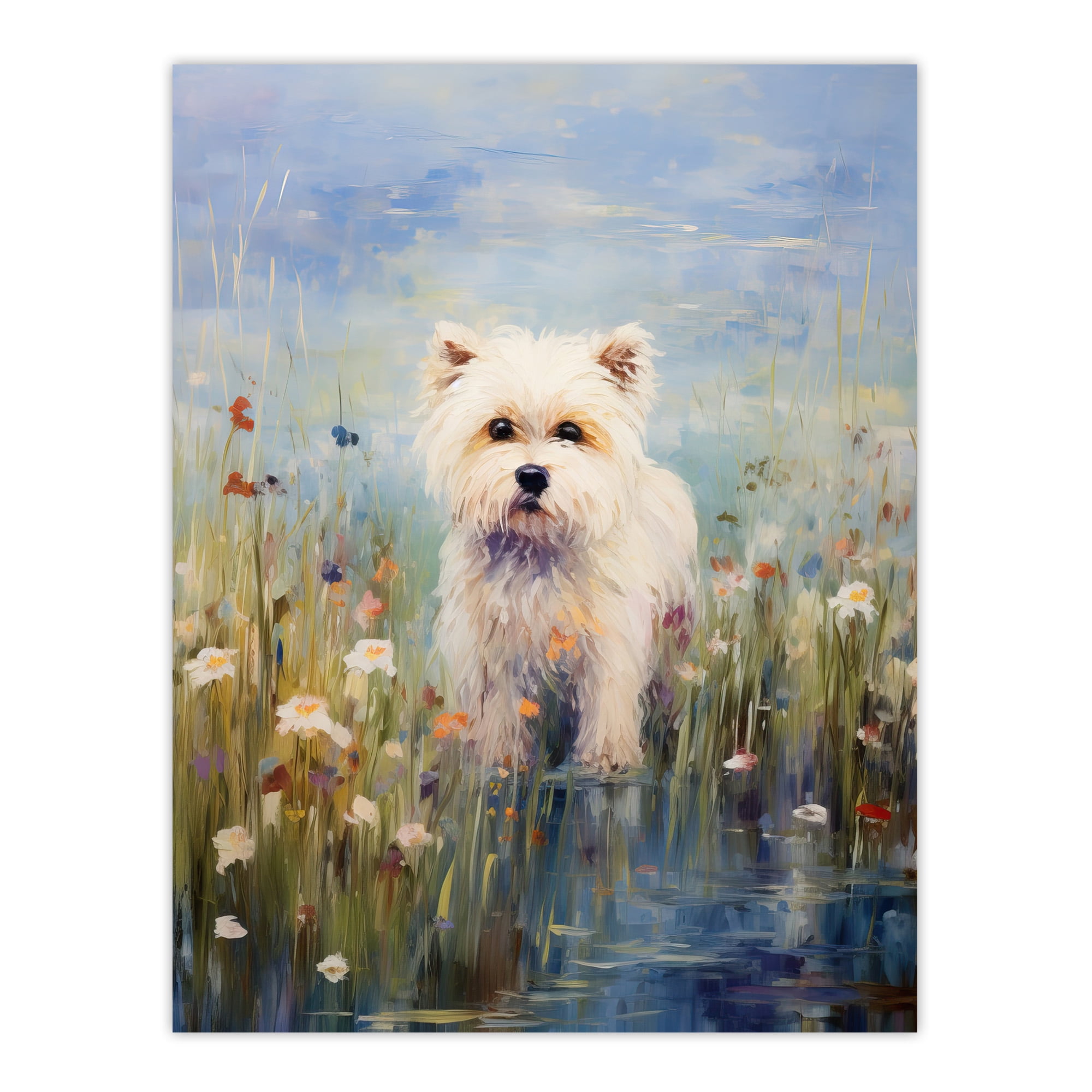 West Highland Terrier Claude Monet Style Dog Oil Painting Pastel Colour ...