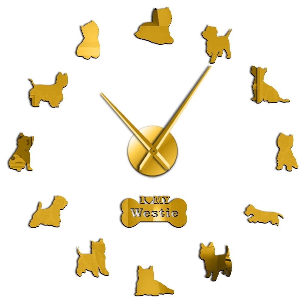 West Highland Terrier Westie Dog Breed 3D Large DIY Wall Clock Puppy ...