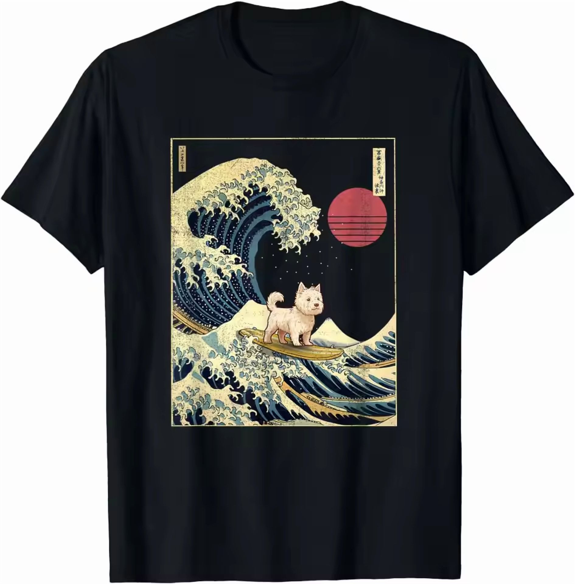 West Highland White Terrier Westie Japanese Kanagawa Wave T-Shirt ...