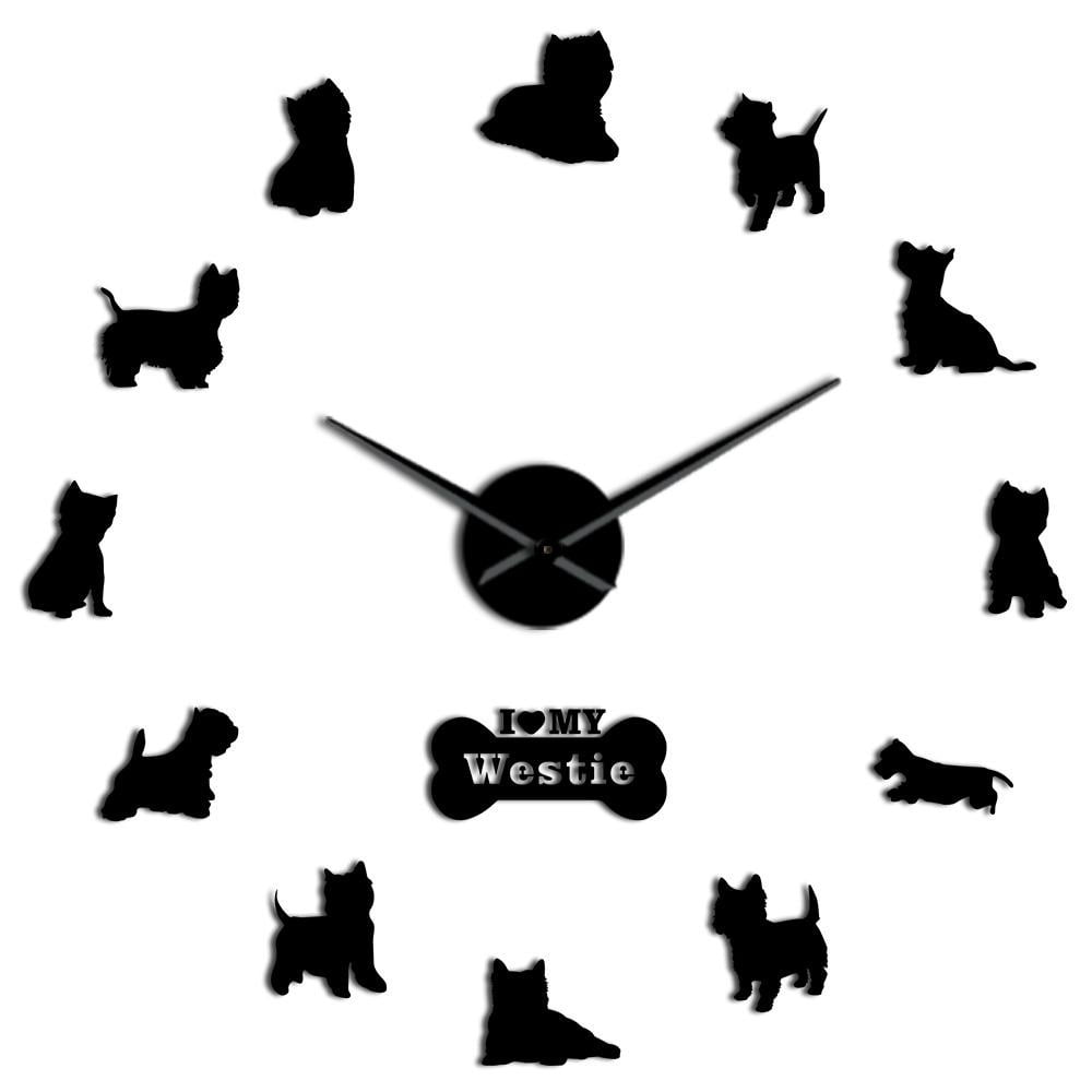 West Highland White Terrier Westies Dog Silhouette Frameless Wall Clock ...