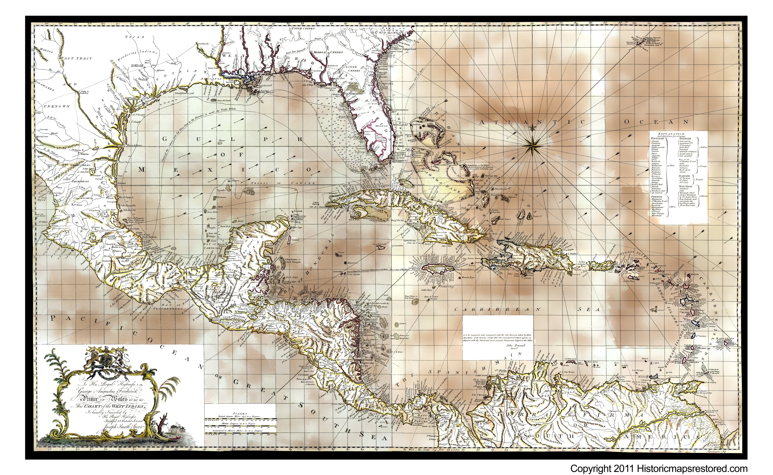 Historic Map - West Indies Chart - Speer 1774 - 23 x 37.46 - Vintage ...
