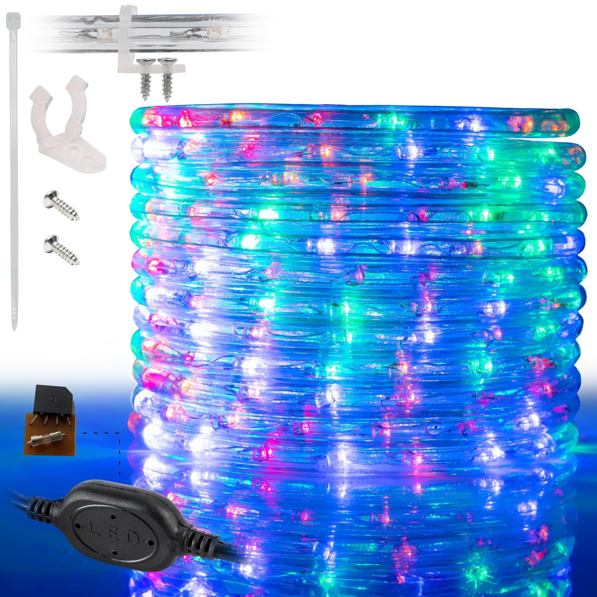 West Ivory 100ft Colorful LED Rope Lights, Connectable Outdoor ...