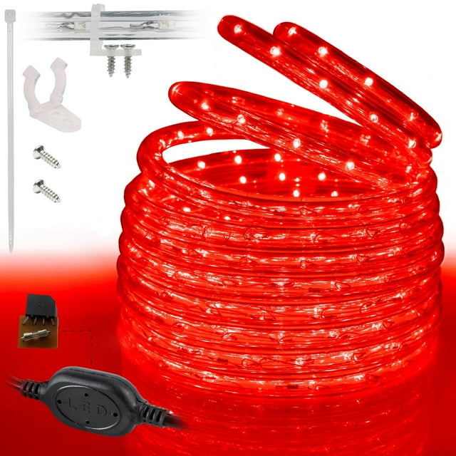 West Ivory 150ft Red LED Rope Lights, Connectable Outdoor Permanent ...