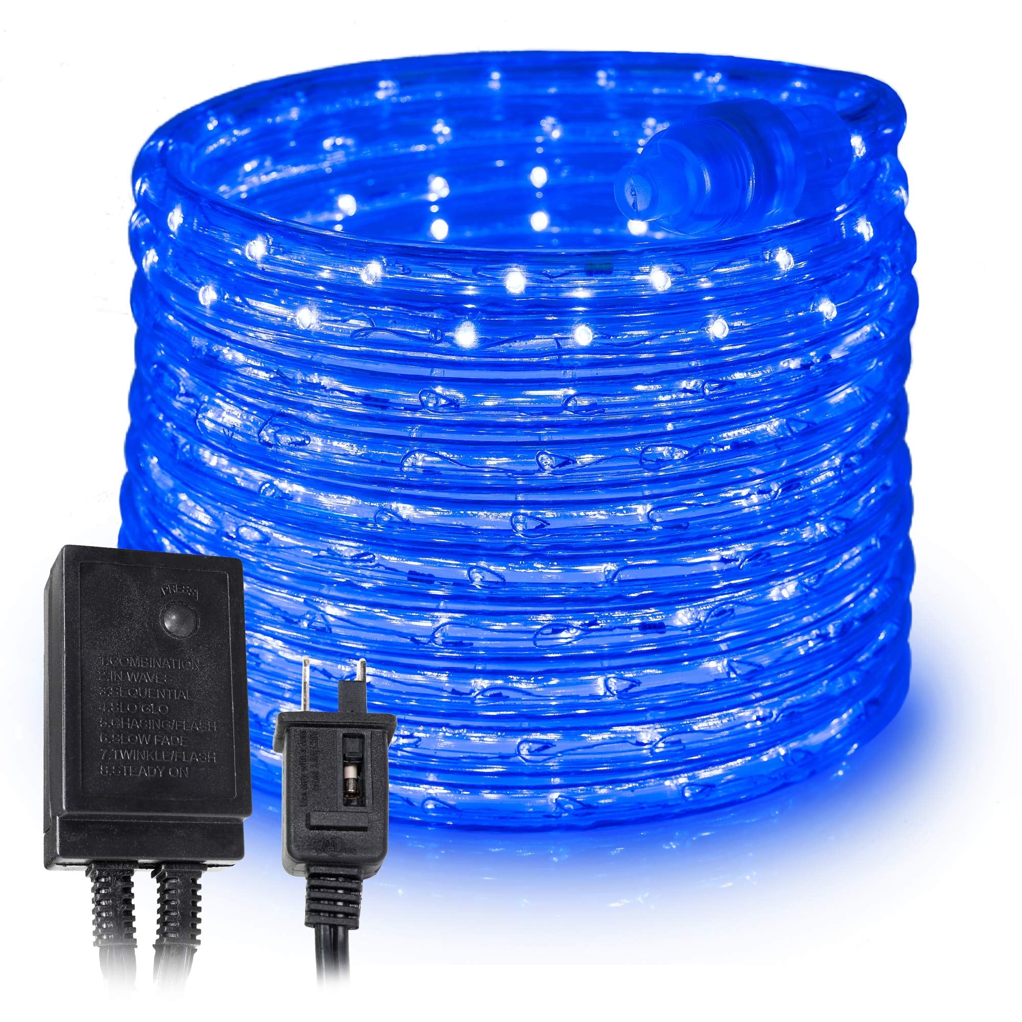 Blue Outdoor Waterproof LED Rope Lights with 8 Changing Modes, IP65 ...
