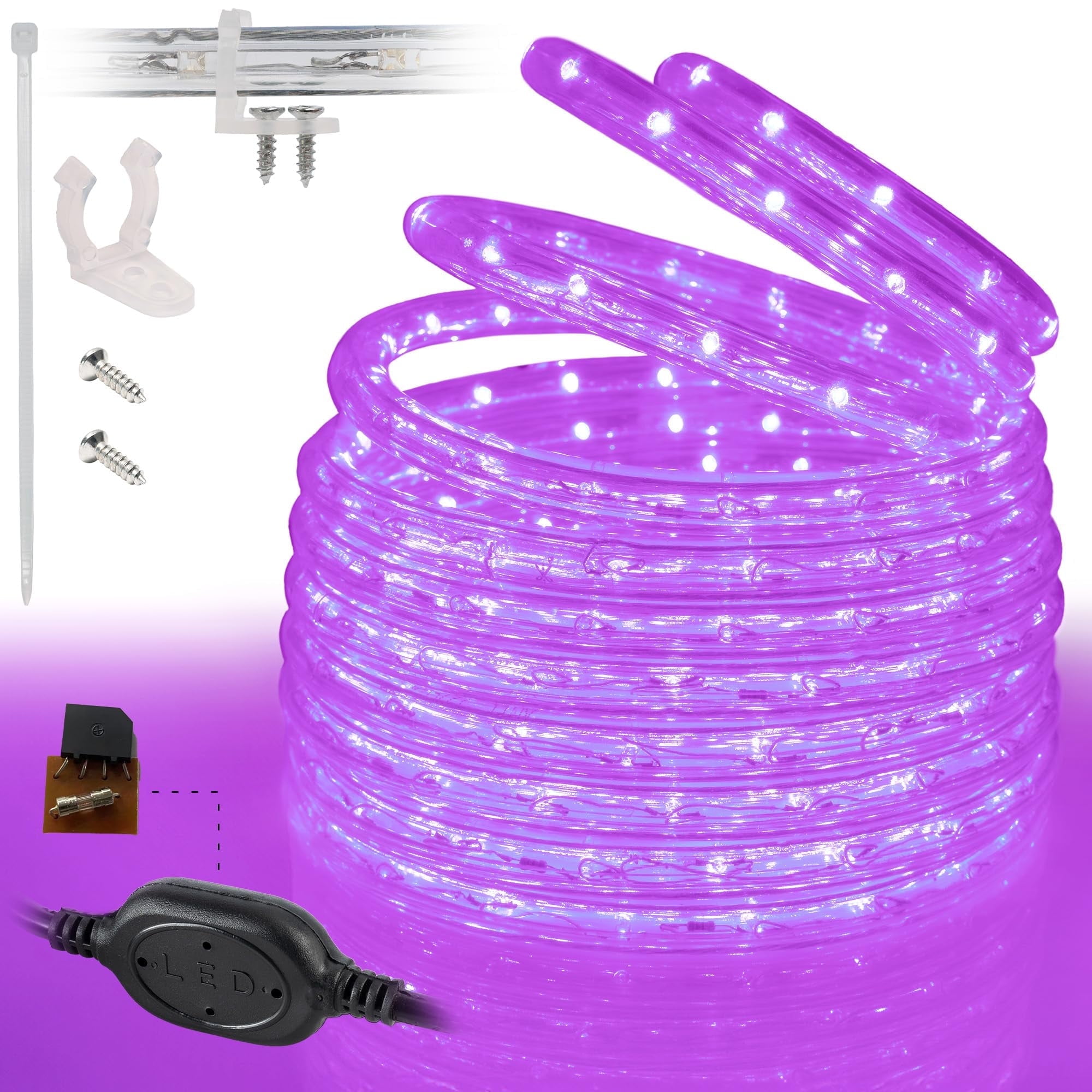 West Ivory 25ft Purple LED Rope Lights, Connectable Outdoor Permanent ...