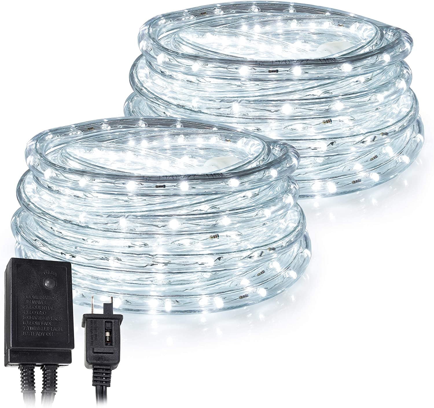 West Ivory 120' Cool White LED Rope Lights, 8 Modes, Connectable, PVC ...