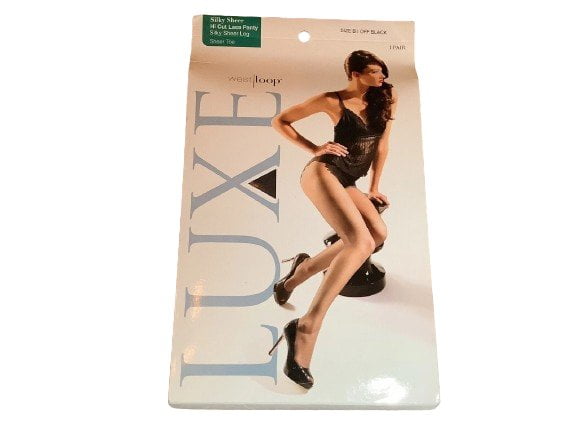 West Loop Luxe Silky Sheer Lace Panty Hi Cut Lace Panty Size B Off Black - Walmart.com