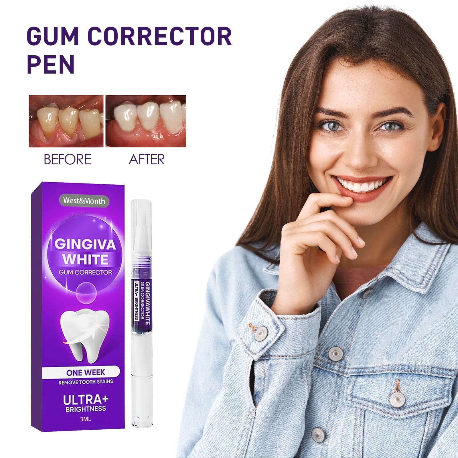 West&Month Gum Corrector Pen, Teeth Cleaning Whitening Brightening ...