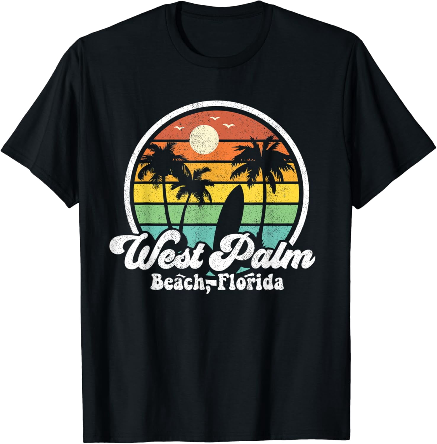 West Palm Florida Beach Surfing Retro T-Shirt - Walmart.com
