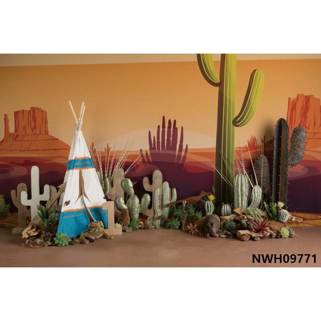 West Party Backdrop Cactus Tent Decor Western Cowboy Birthday Banner ...