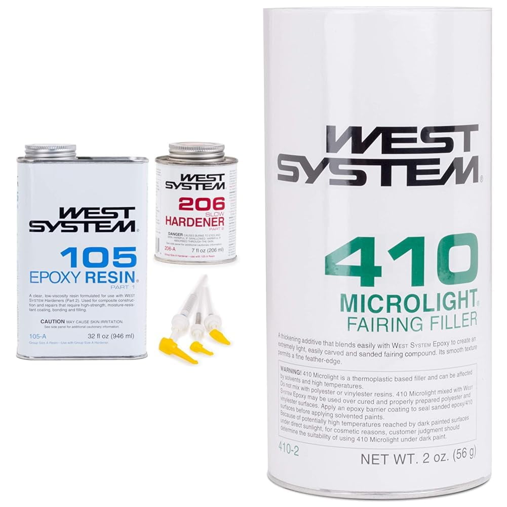 West System 105A Epoxy Resin (32 fl oz) Bundle with 206A Slow Epoxy ...