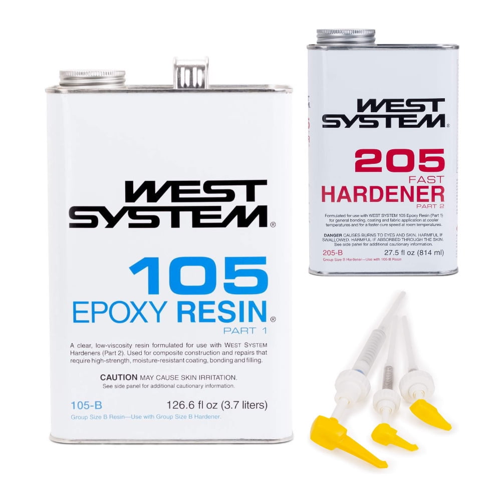 West System 105B Epoxy Resin with 205B Fast Epoxy Hardener & 300 Mini ...