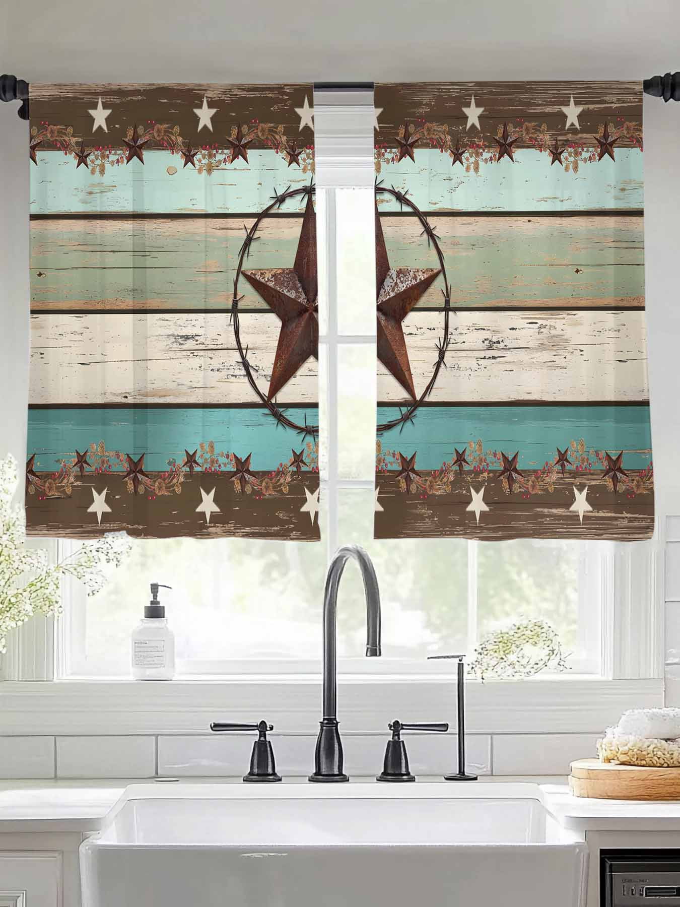 West Texas Star Rustic Sheer Curtains for Living Room Bedroom Farmhouse ...
