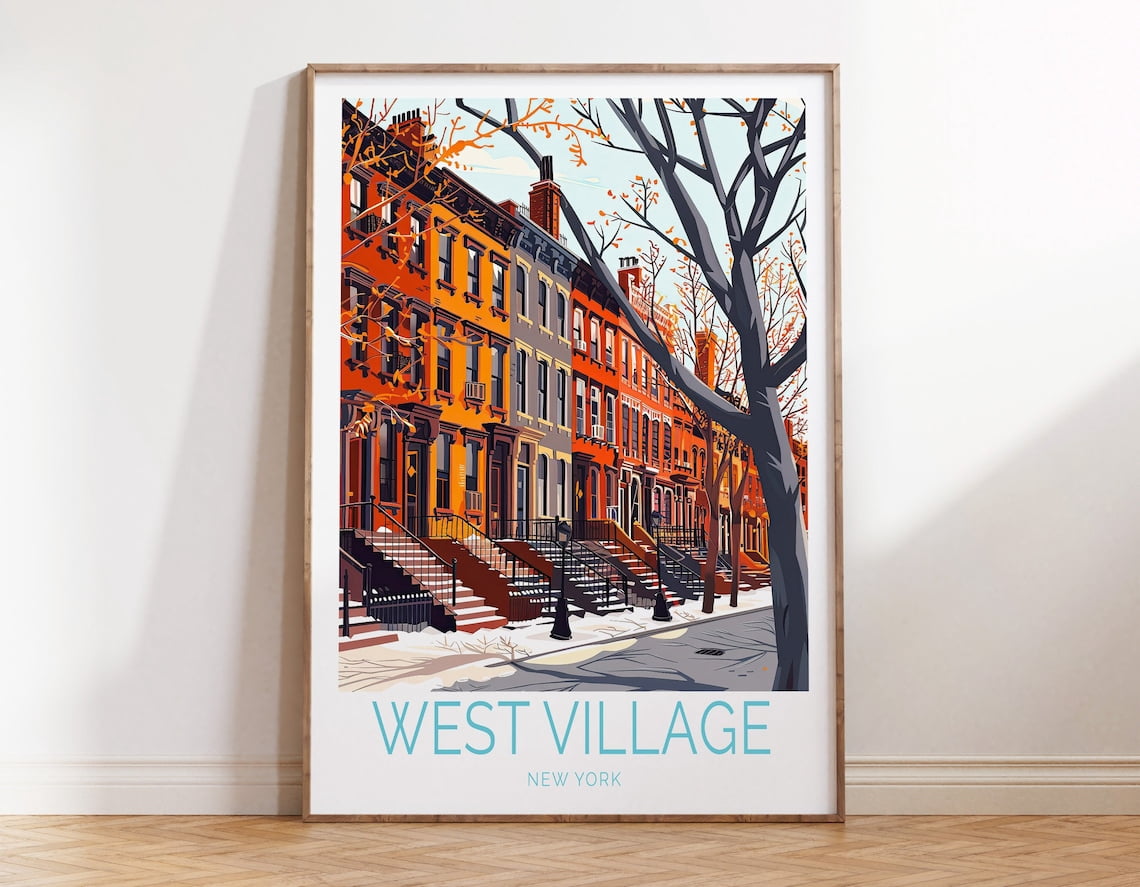 West Village New York City Urban Wall Art, Unframed Paper Print Size ...