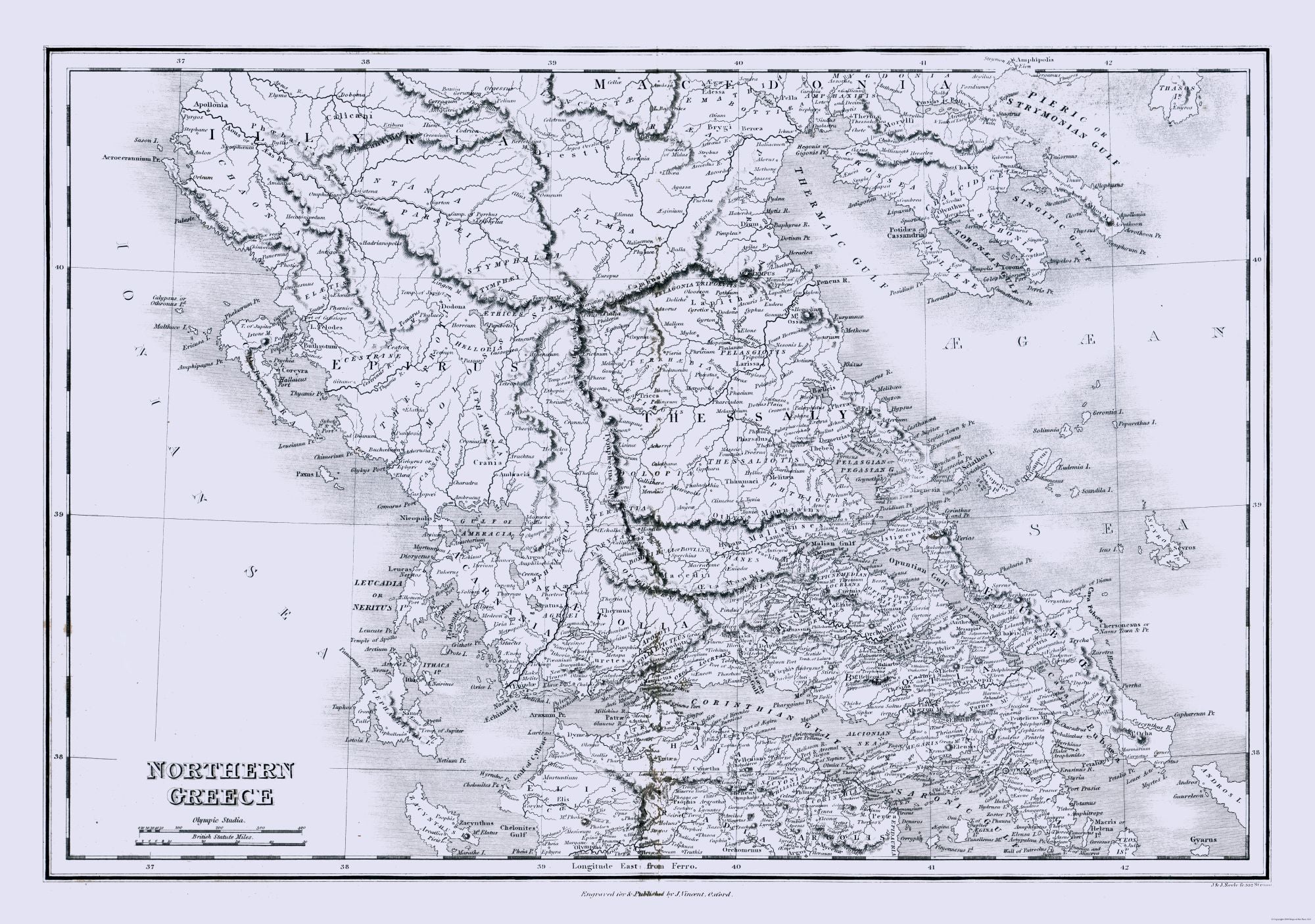 Historic Map - Greece Northern - Oxford 1828 - 32.73 x 23 - Vintage ...