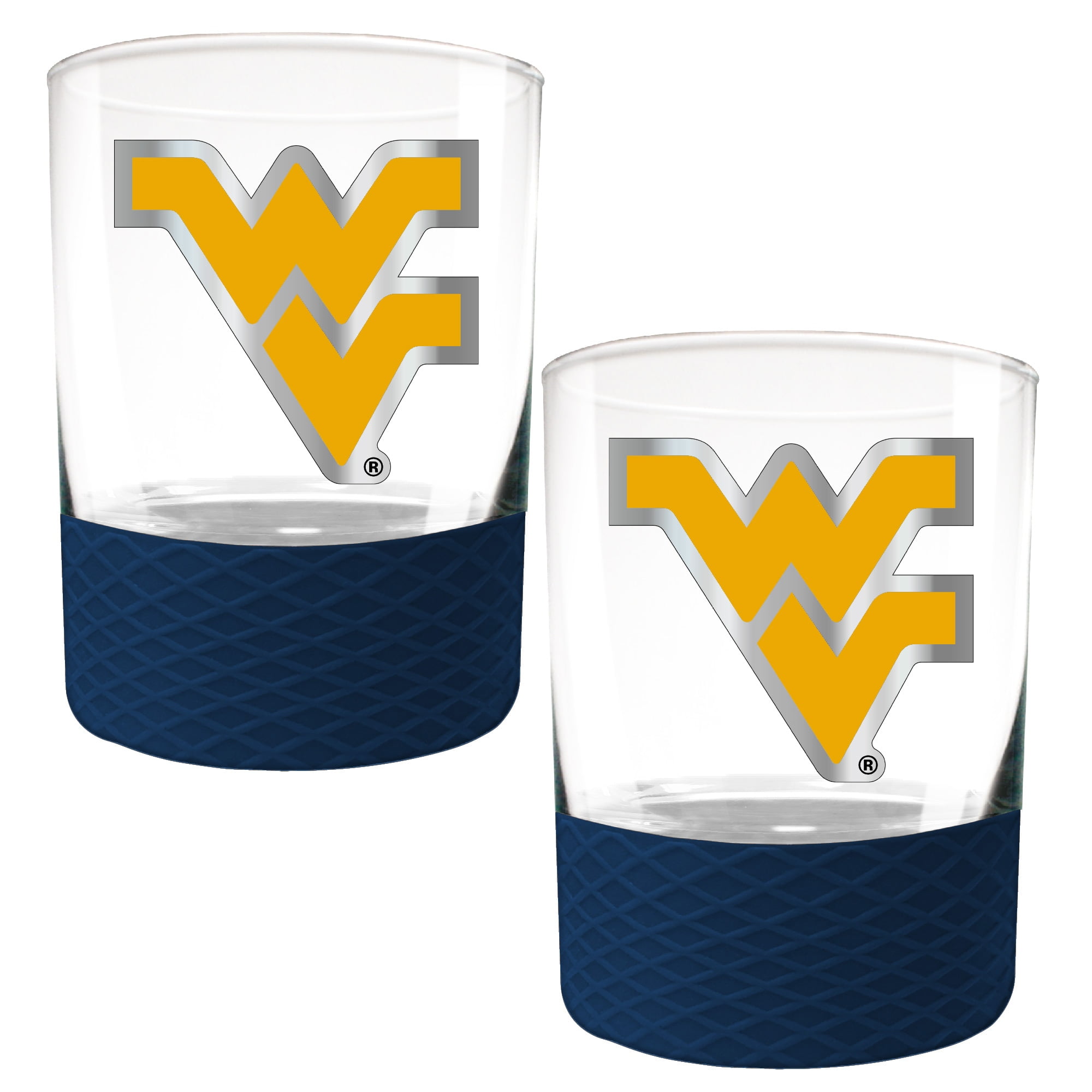 West Virginia Mountaineers 2-Pack 14oz. Rocks Glass Set with Silcone ...