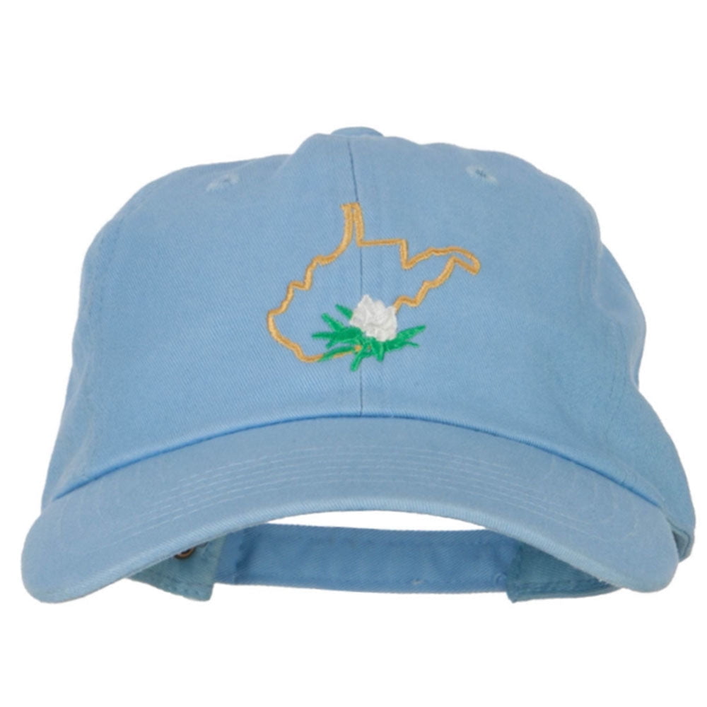 West Virginia Rhododendron with Map Embroidered Unstructured Washed Cap ...