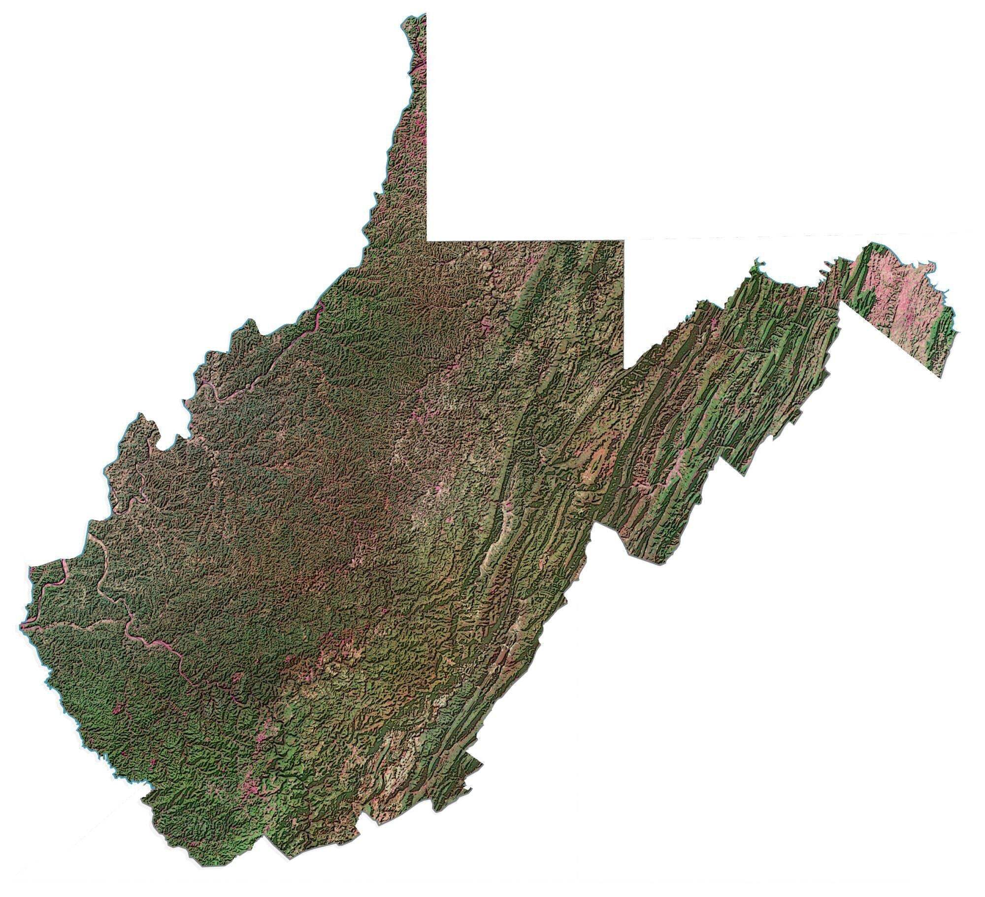 West Virginia Satellite Map GLOSSY POSTER PICTURE PHOTO PRINT BANNER ...