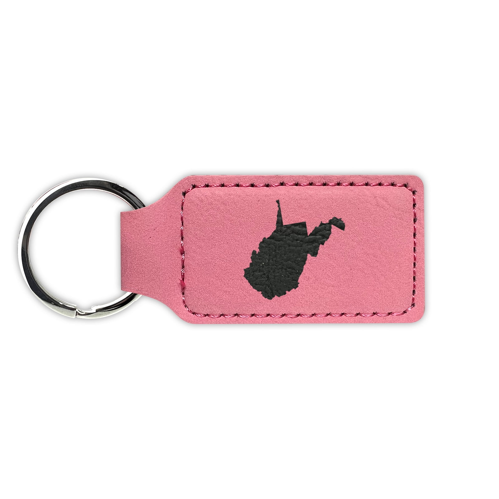 West Virginia Shaped Keychain Leatherette Rectangle - Laser Engraved ...