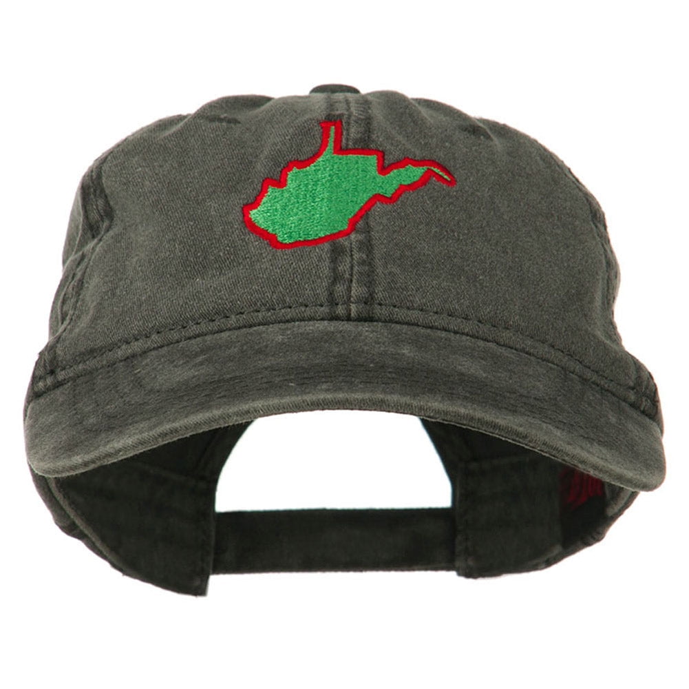 West Virginia State Map Embroidered Washed Cotton Cap - Black OSFM ...