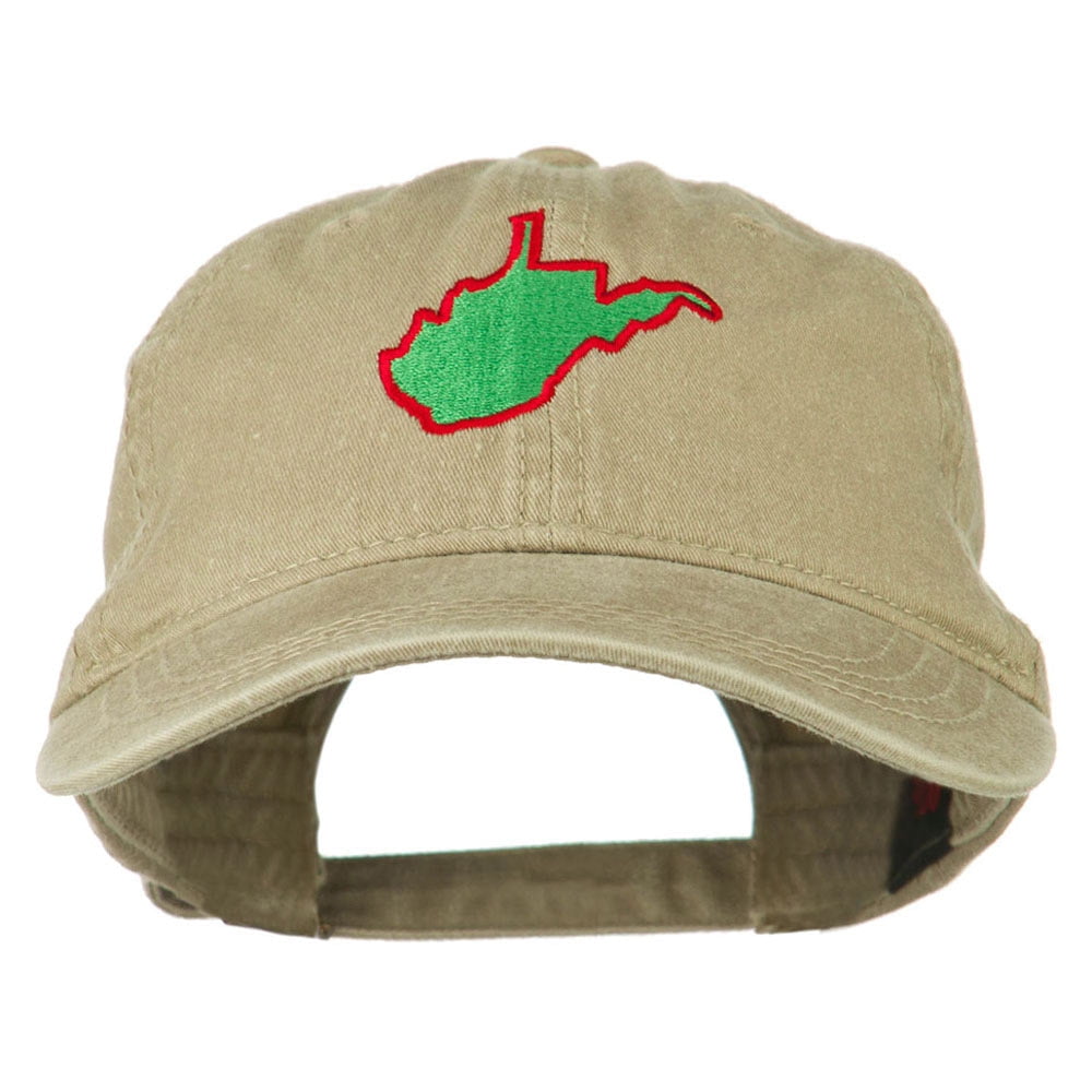 West Virginia State Map Embroidered Washed Cotton Cap - Khaki OSFM ...