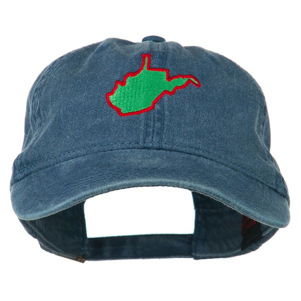 West Virginia State Map Embroidered Washed Cotton Cap - Navy OSFM ...