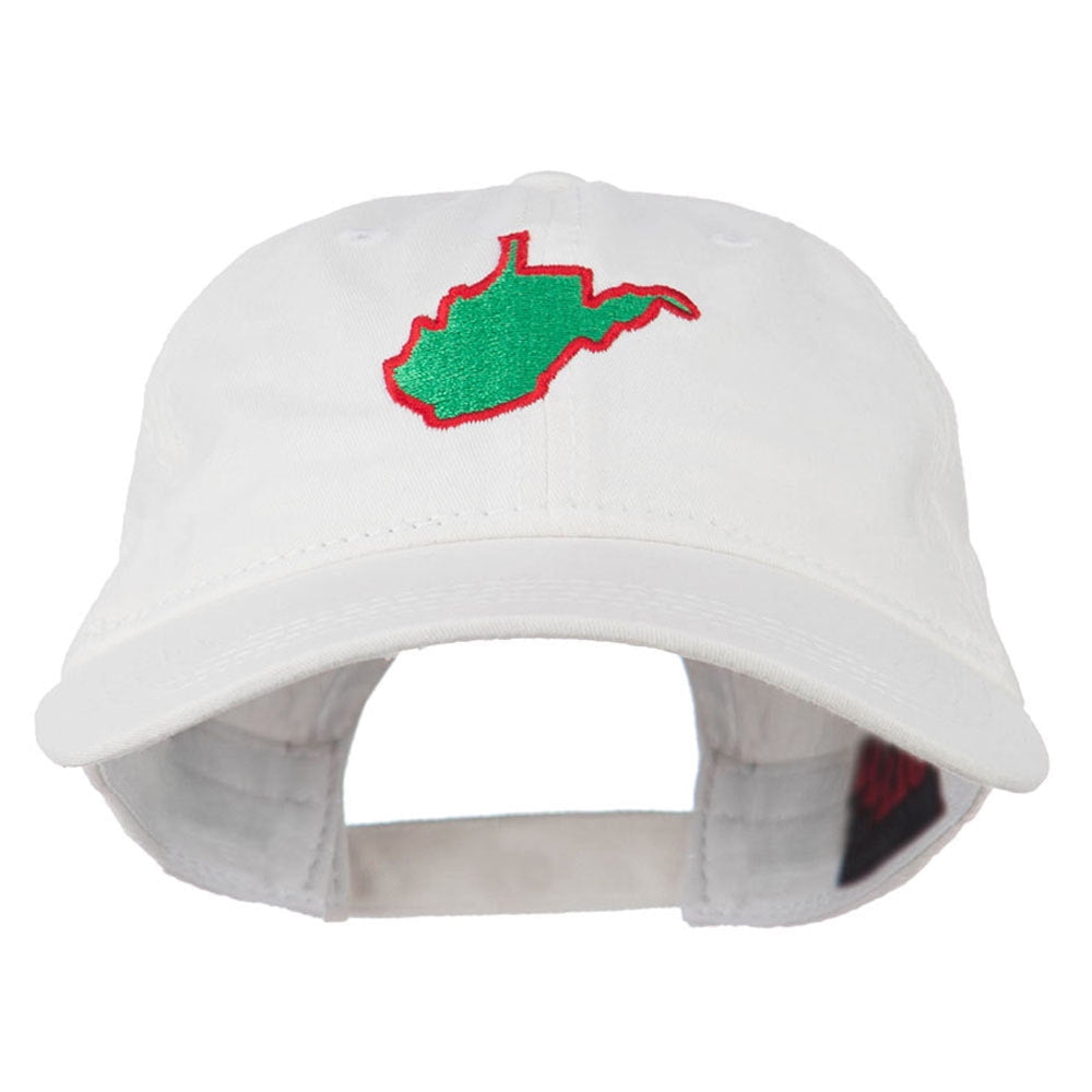 West Virginia State Map Embroidered Washed Cotton Cap - White OSFM ...